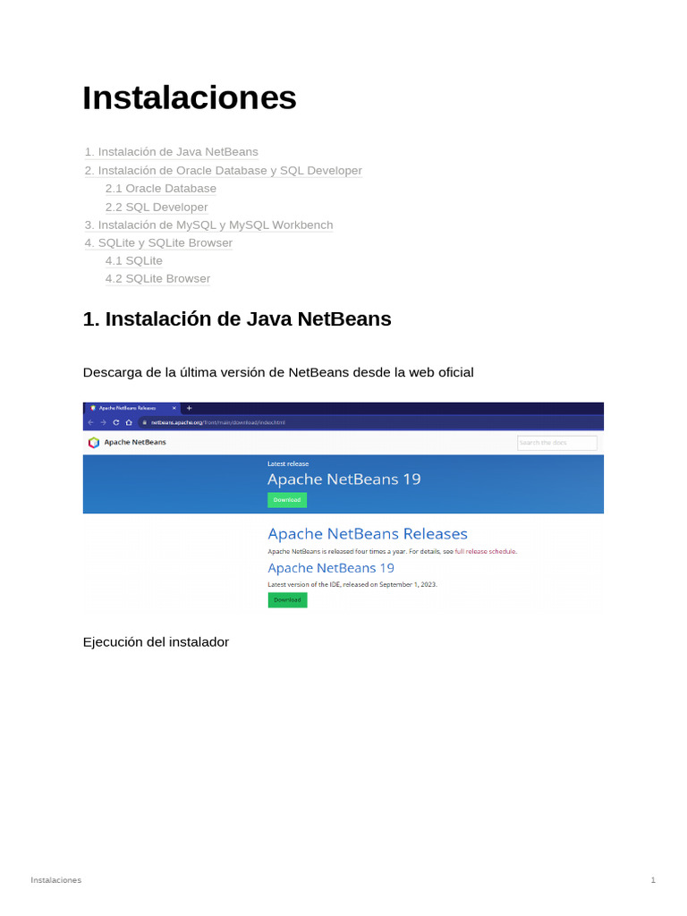 Guía de Instalación de Bases de Datos y NetBeans | PDF | Mi sql | Oracle Corporation