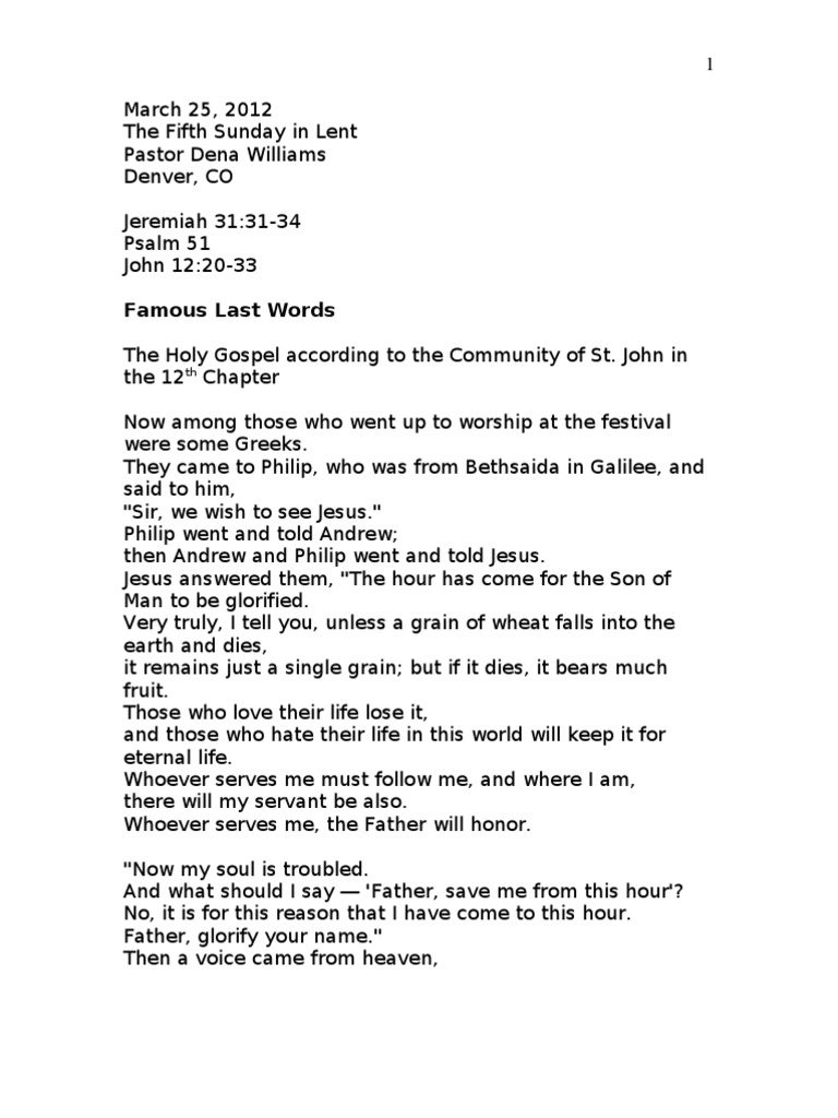 Lent 5B 2012 | PDF | Easter | Jesus