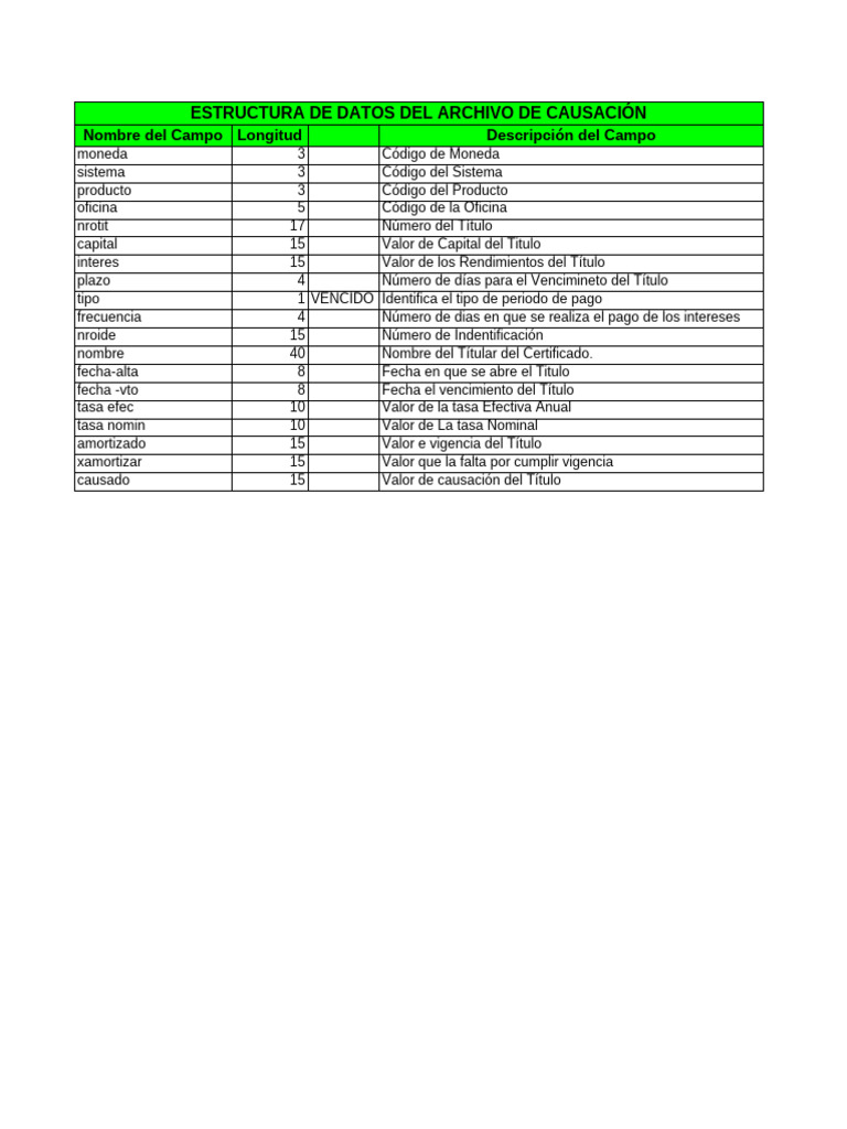 Estructura Archivo Plano | PDF