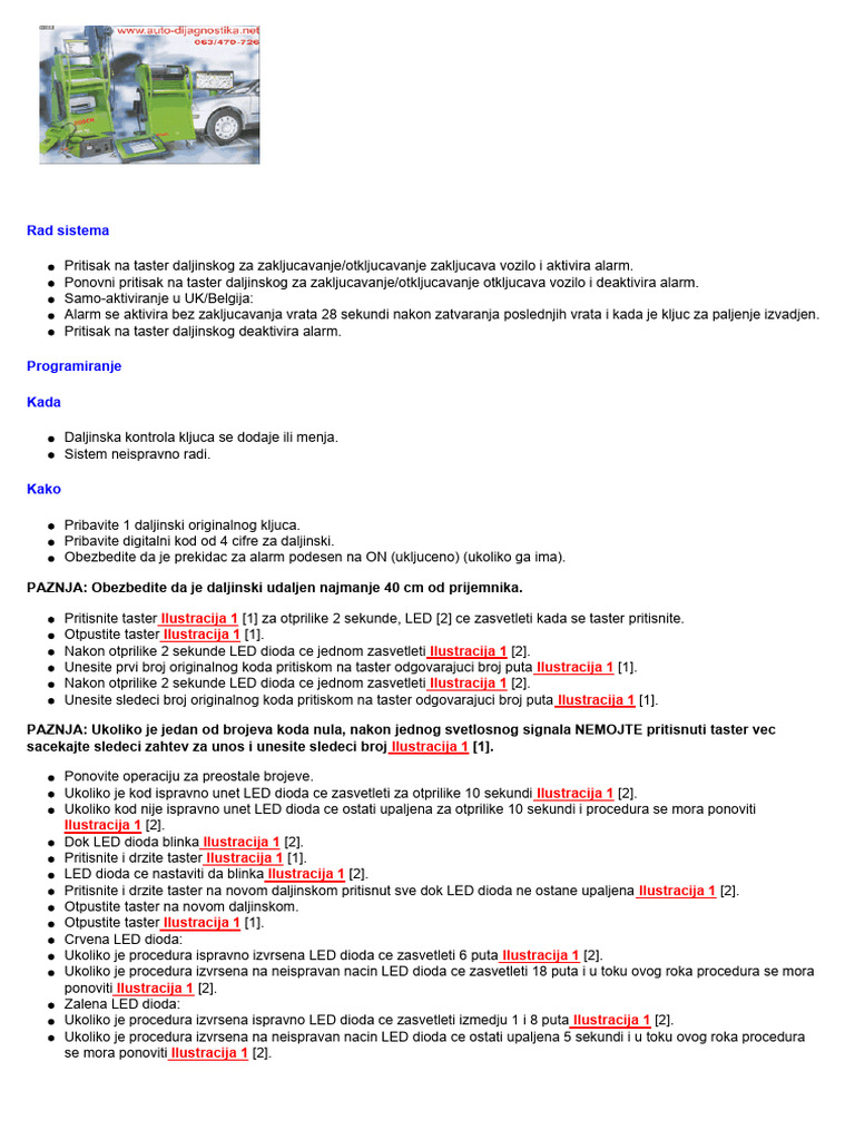 Fiat Kodiranje Daljinskog Otkljucavanja | PDF