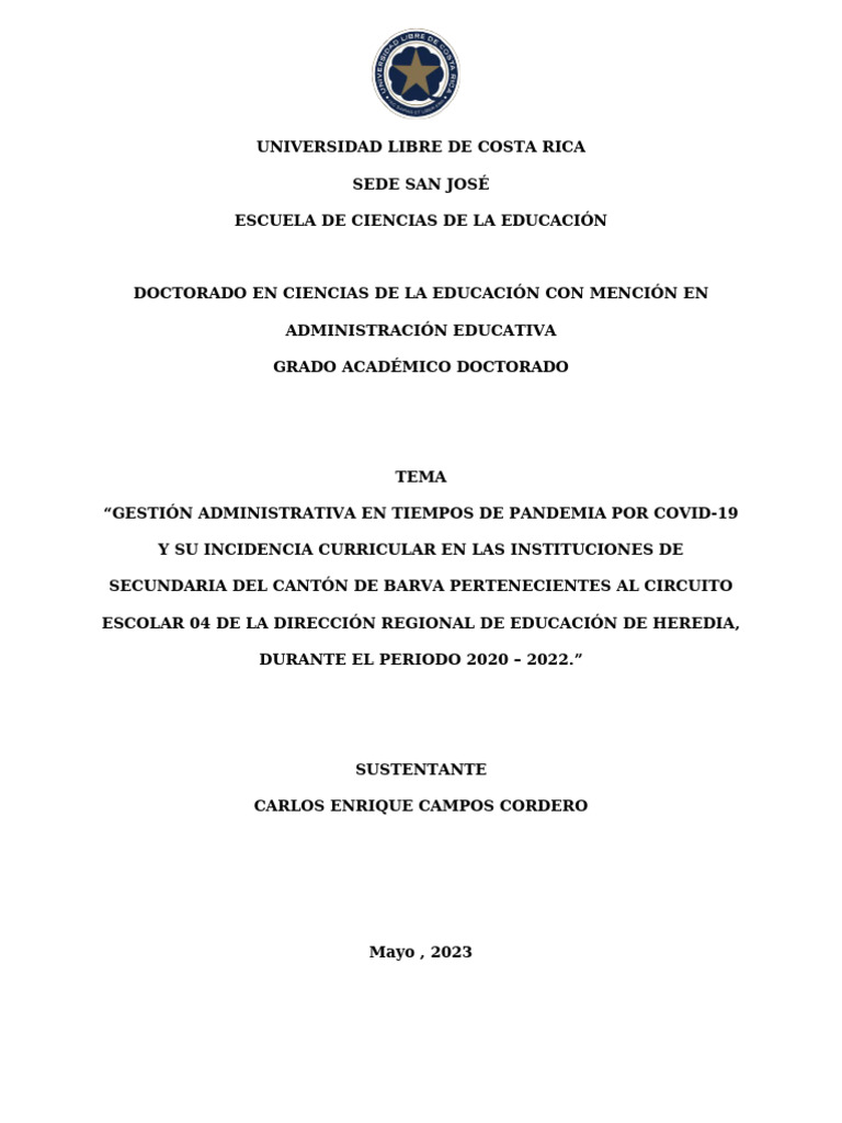 Tesis Final. Versión Final y Definitiva 31 Mayo 2023 | PDF | Doctorado ...