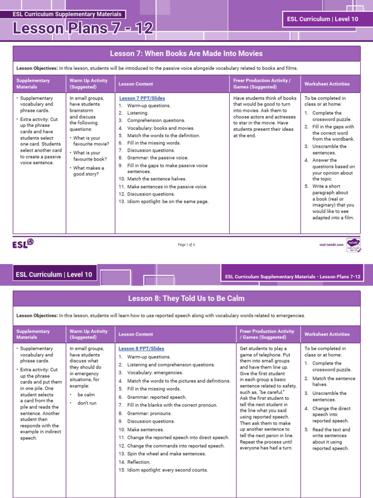 Lessons 7-12 Main | PDF | Vocabulary | Sentence (Linguistics)