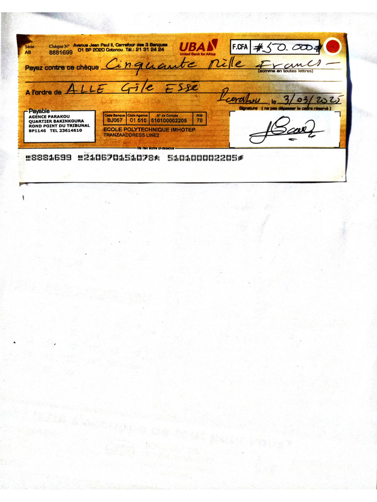 Cheque Fin Mois Février | PDF