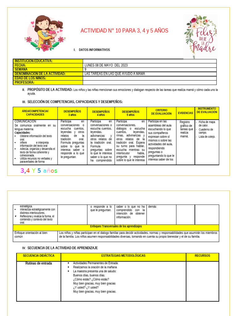 Actividades para el Día de la Madre | PDF | Aprendizaje | Comunicación