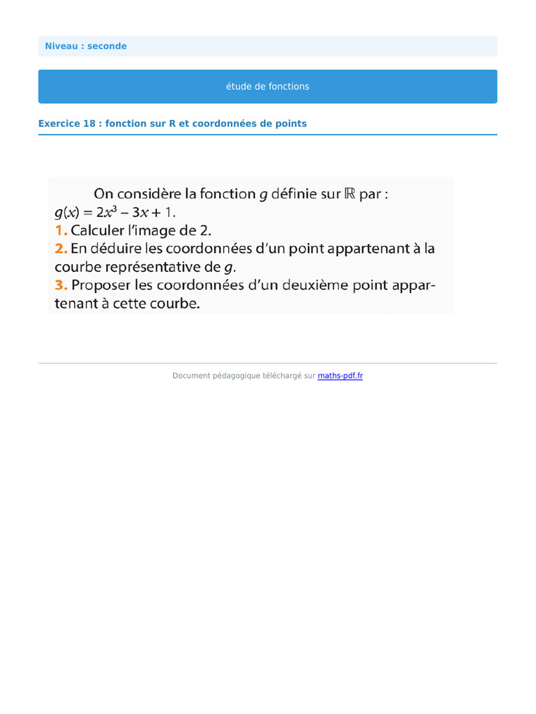 Exercice de fonctions pour seconde | PDF