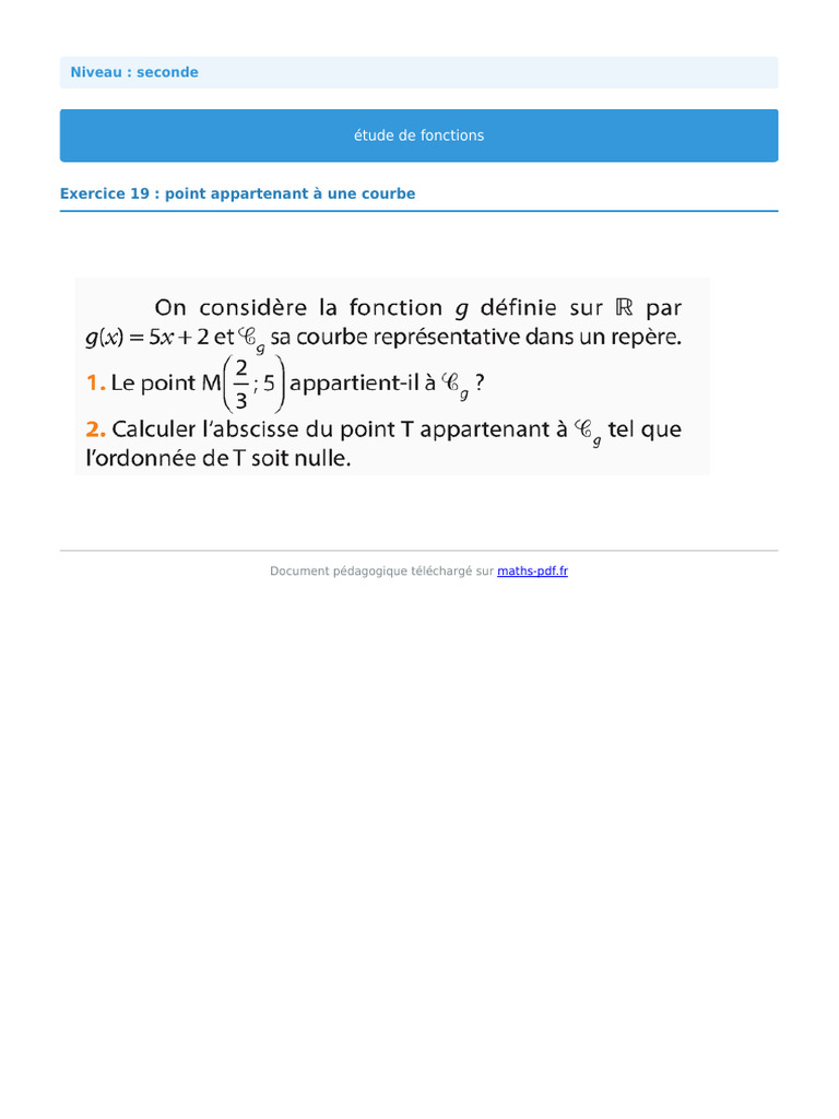 Exercices sur les fonctions seconde | PDF