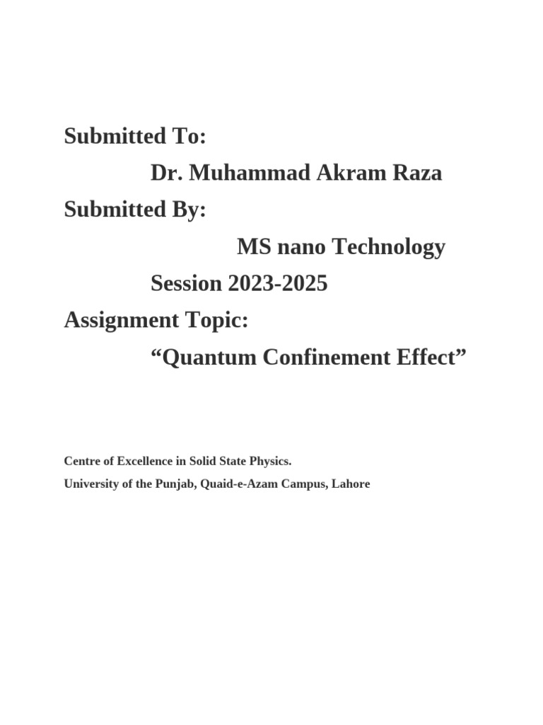 What Is Quantum Confinement Effect Sss | PDF | Nanomaterials | Electron