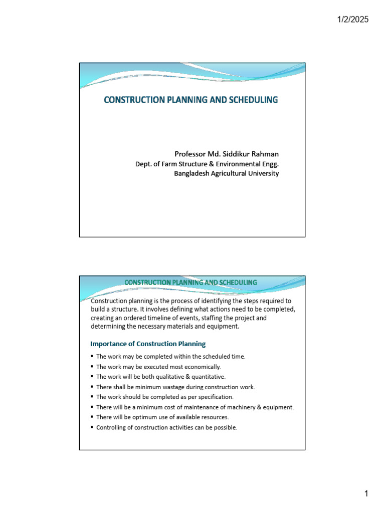 Construction Planning and Scheduling Guide | PDF | Project Management