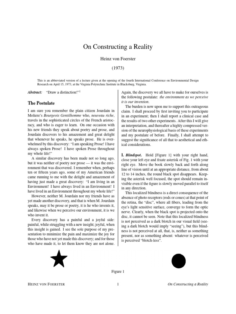 On Constructing A Reality - Heinz Von Foerster | PDF | Neuron | Dendrite