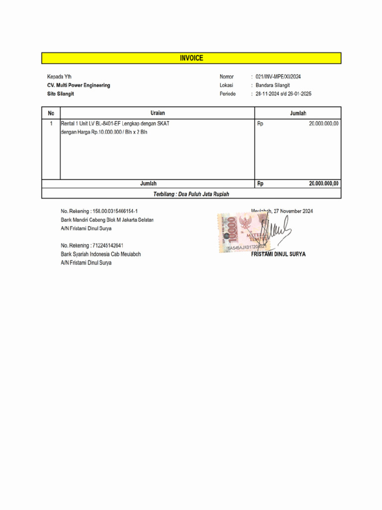 Invoice Sewa Dcab | PDF