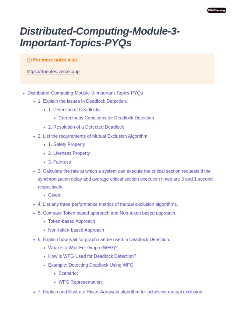 Distributed Computing Module 3 Important Topics PYQs | PDF | Distributed Computing | Computing
