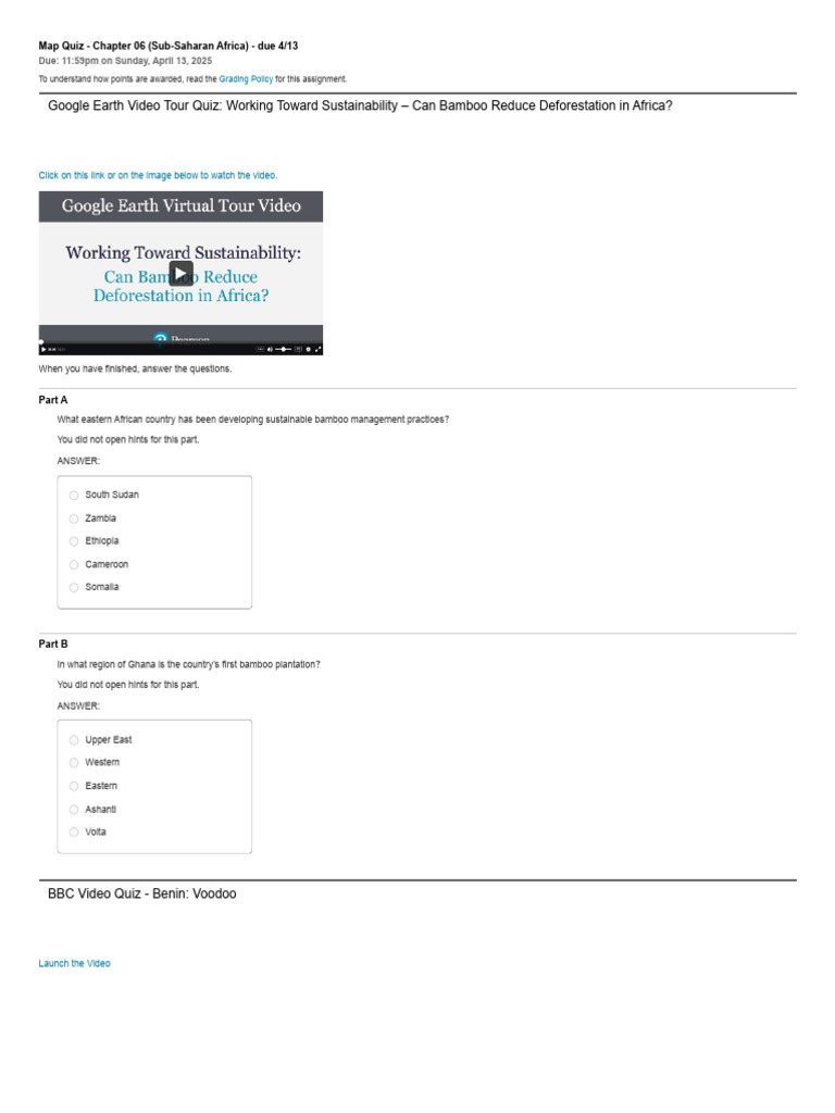Map Quiz #6 - Chapter 06 (Sub-Saharan Africa) - Due 4 - 17 | PDF ...