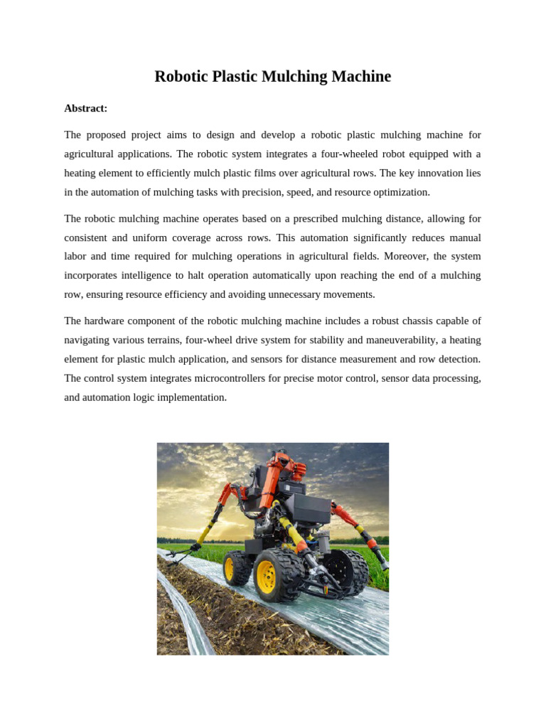 Robotic Plastic Mulching Machine | PDF