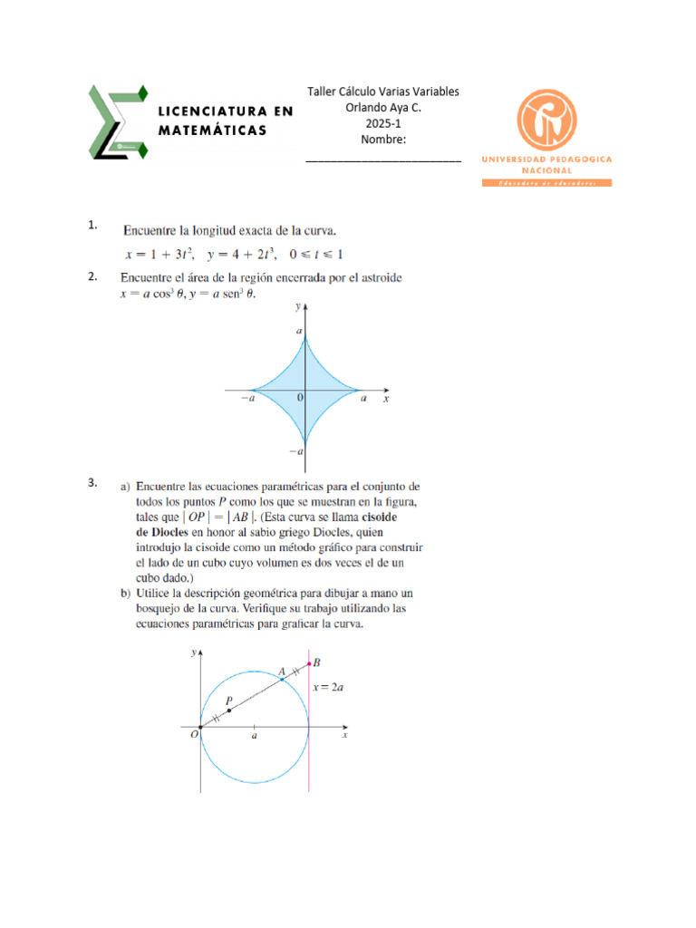 Taller 1 Cálculo Varias Variables | PDF