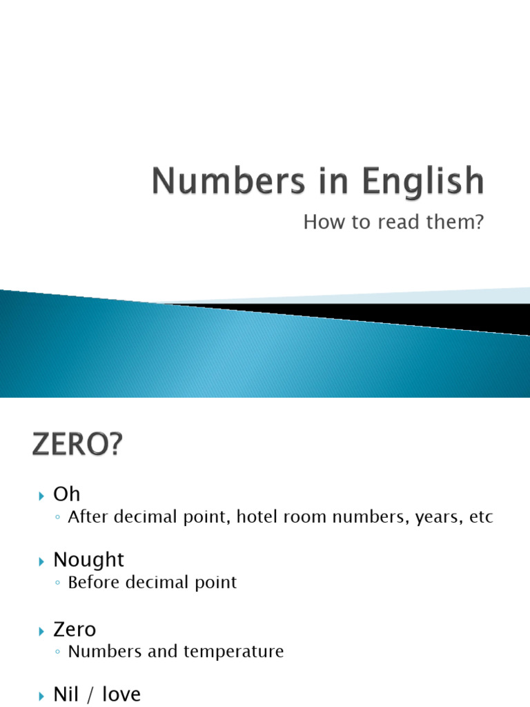 Numbers in English | PDF