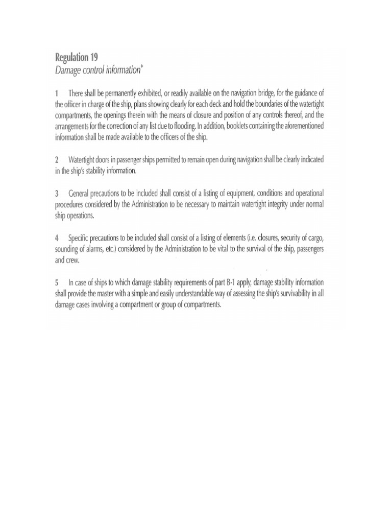 SOLAS Reg 19 Damage Control Information | PDF