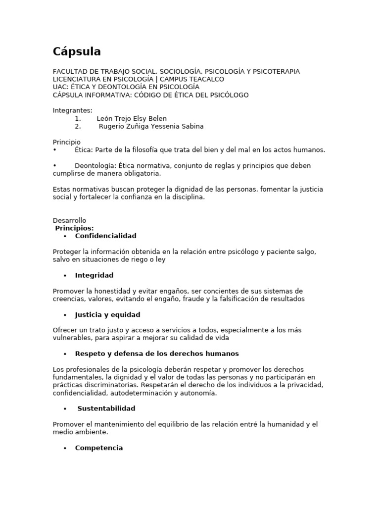 Cápsula | PDF | Sicología | Psicólogo