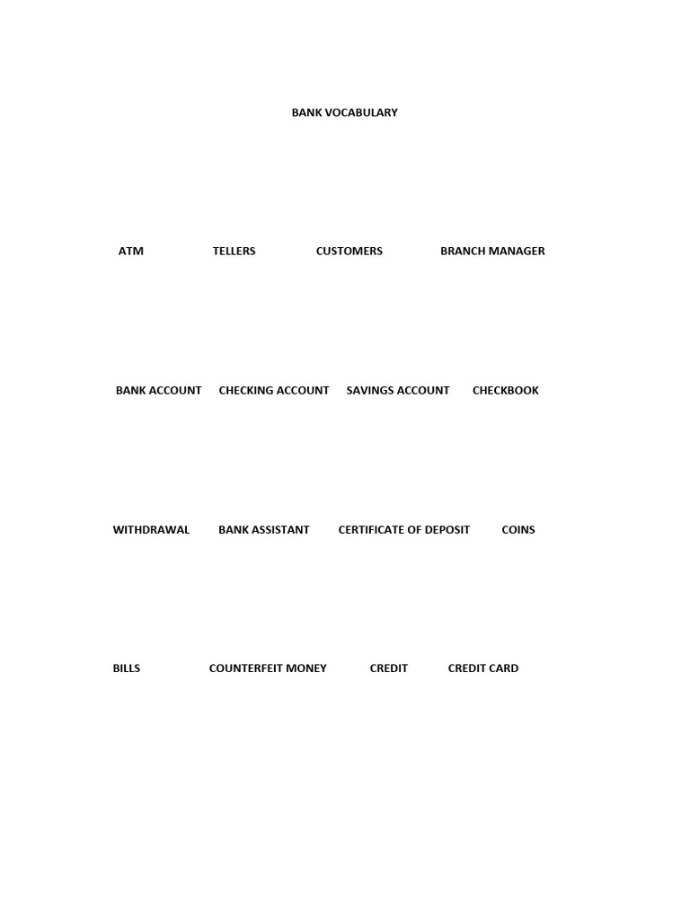 Banking Vocabulary Essentials | PDF