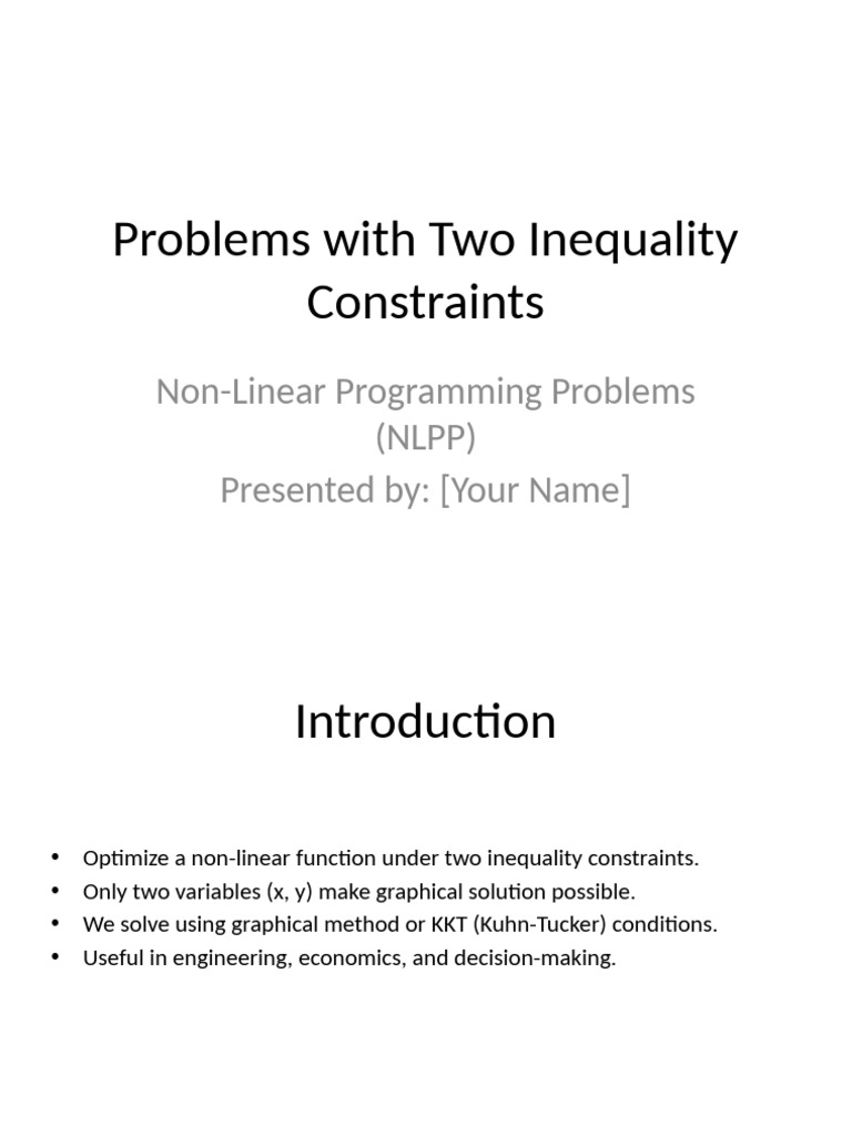 Full Problems With Two Inequality Constraints PPT | PDF | Mathematical Optimization ...