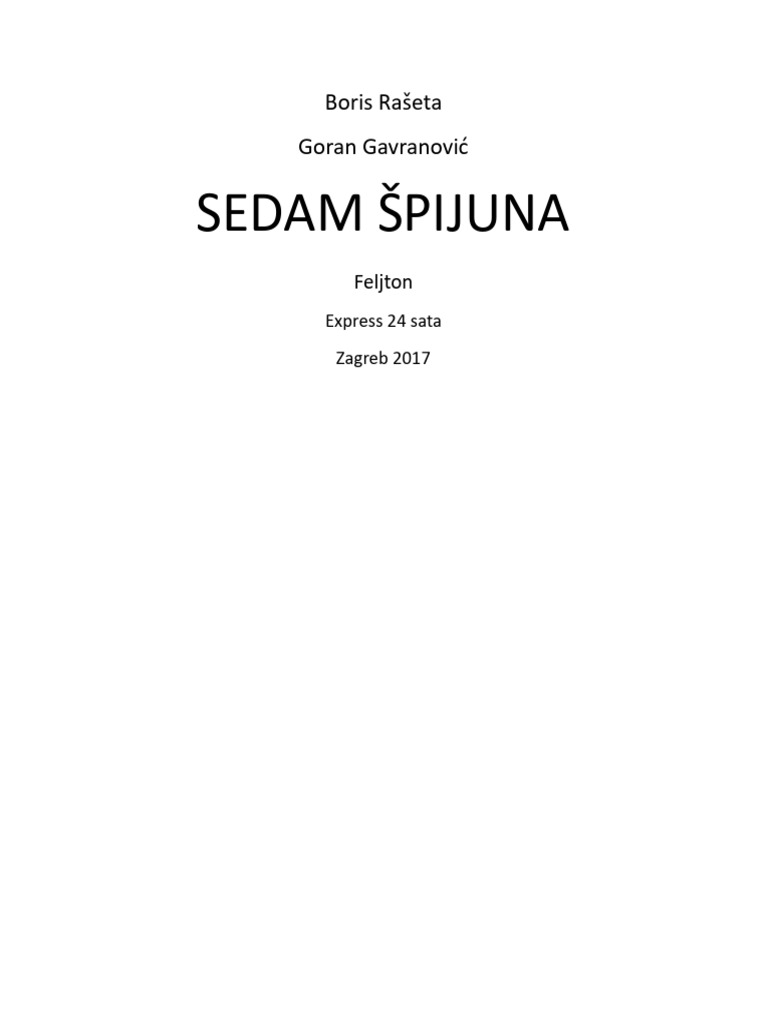 B. Raseta & G. Gavranovic - Sedam Spijuna | PDF