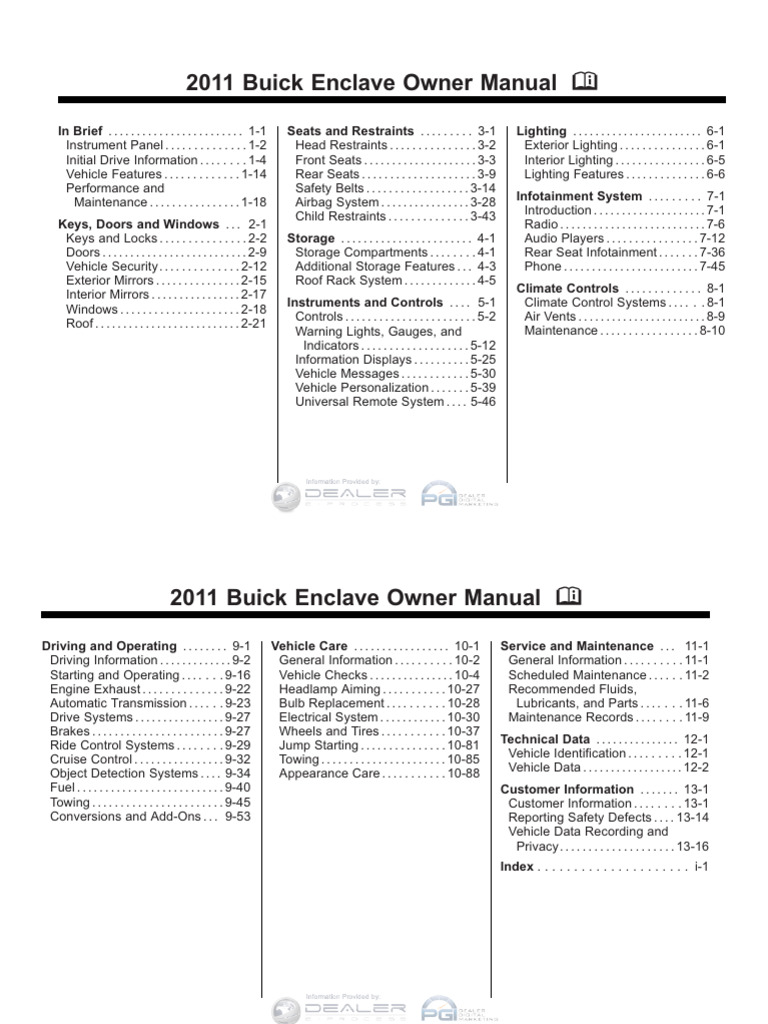 2011 Enclave | PDF | Vehicles | Transportation Engineering