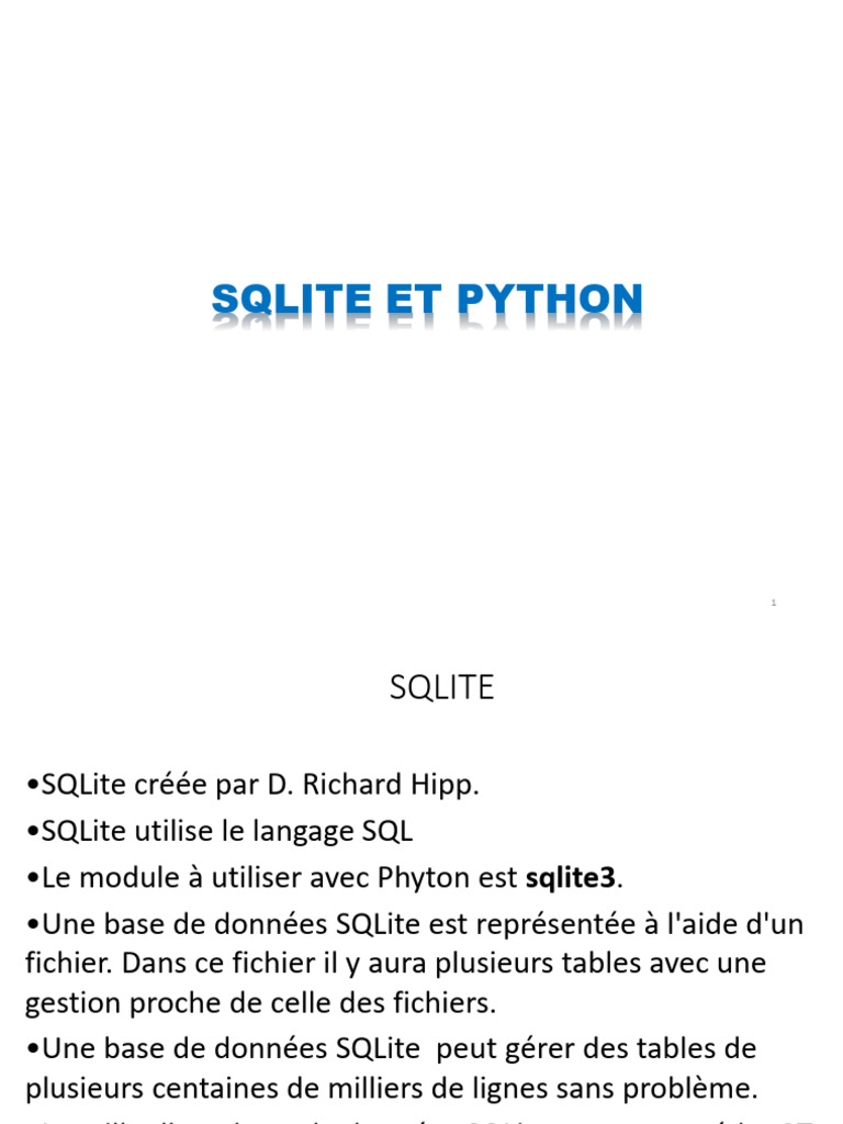 3-Sqlite & Python | PDF | SQL | Recherche d'information