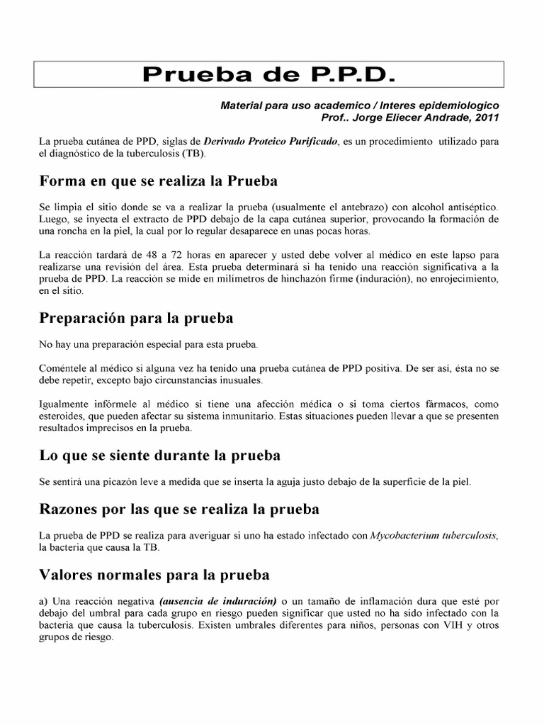 Prueba Cutánea de PPD | PDF