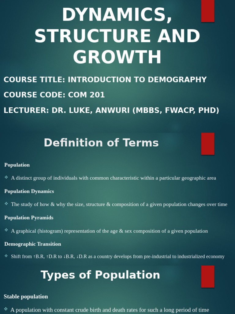 Population Dynamics, Structure and Growth | PDF | Demography | Birth Rate