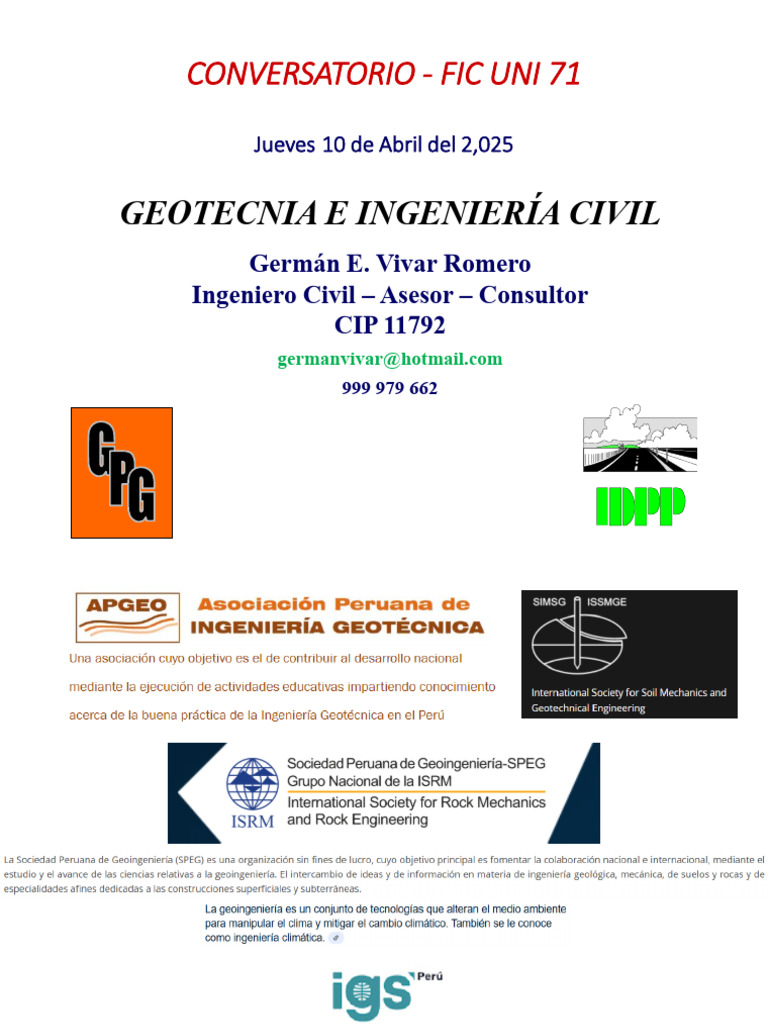 Geotecnia en Ingeniería Civil-Grupo FIC 71-Ab 2025-v3 | PDF | Ingeniería geotécnica | Ingeniería