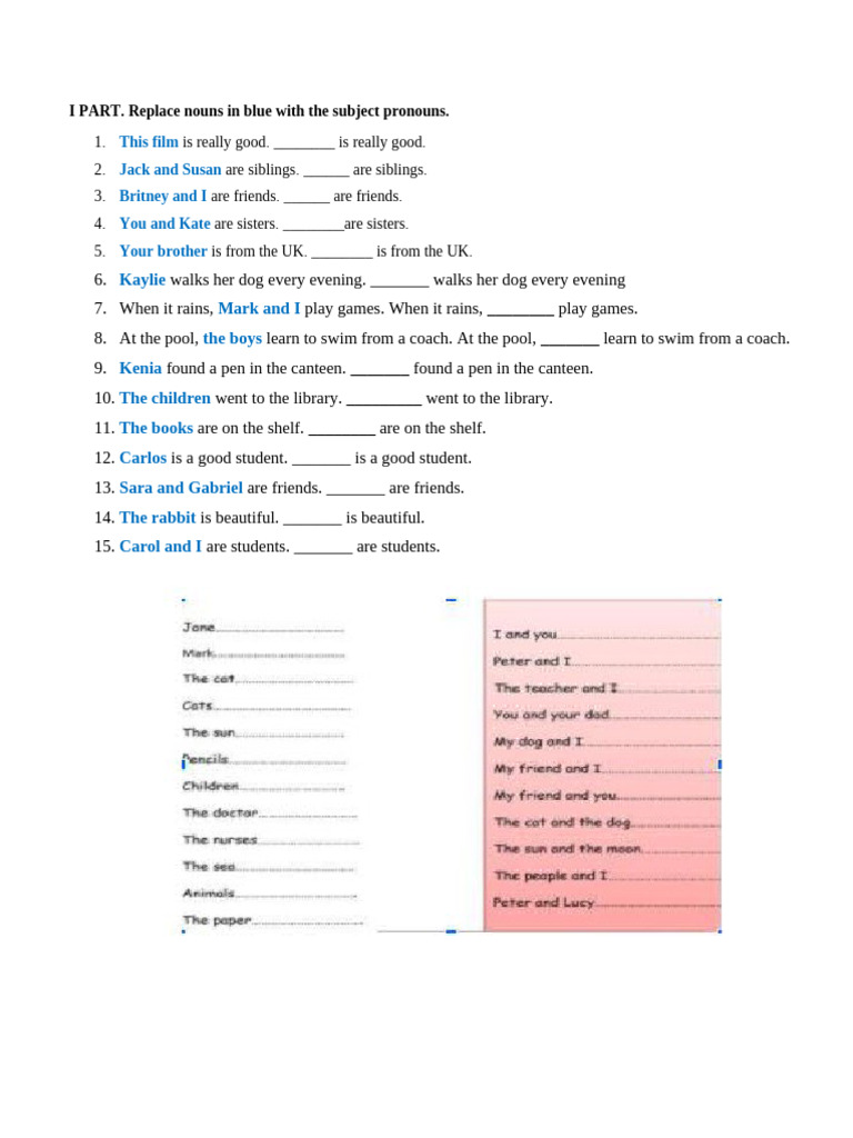 Personal Pronoun Replacement Exercises | PDF