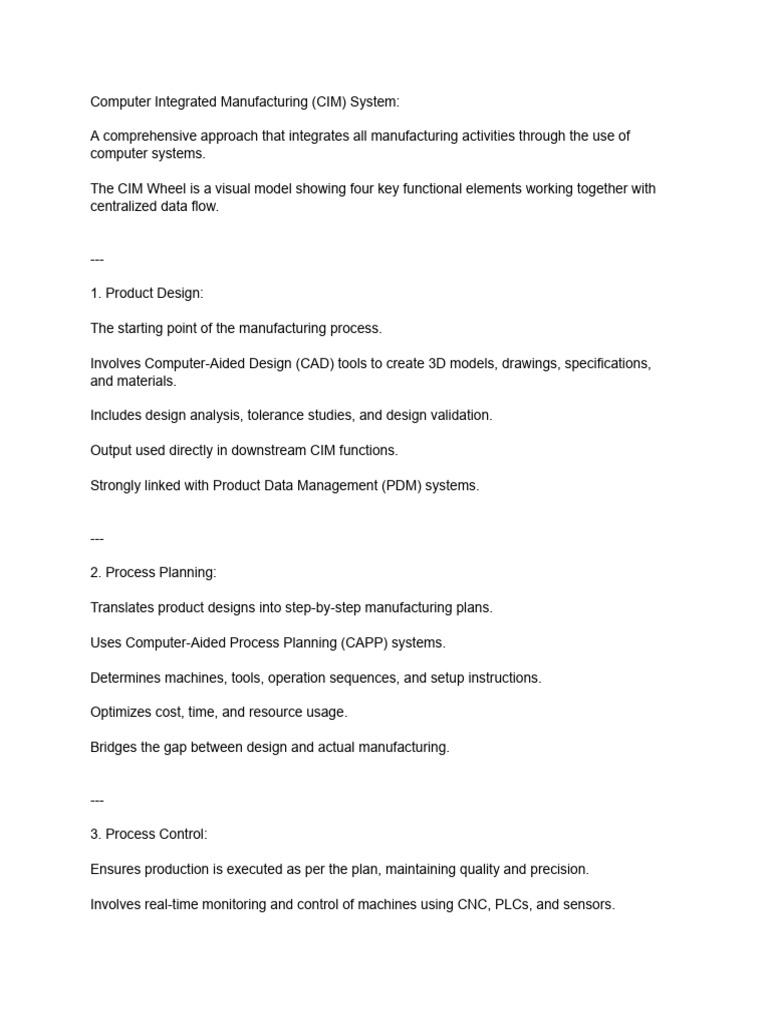 Computer Integrated Manufacturing | PDF | Numerical Control | Automation