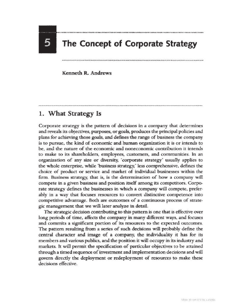 ANDREWS The Concept of Corporate Strategy | PDF