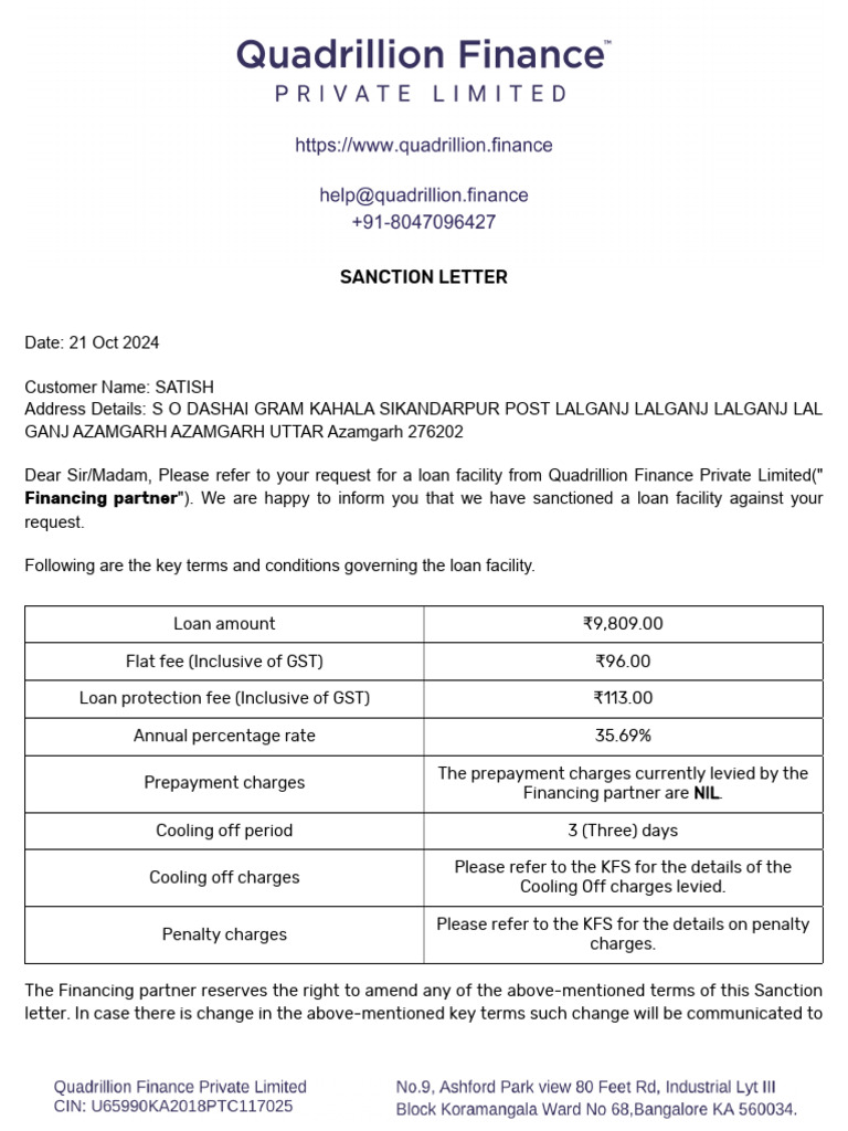 sanctionLetter-2fc9712e-2ceb-453b-bd81-5d15d3d2bd78 | PDF | Payments ...