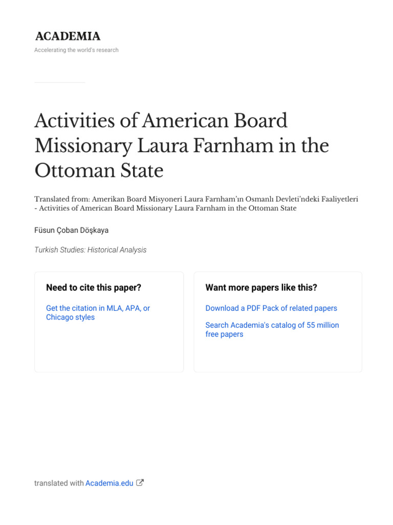 Laura Farnham's Missionary Work in Ottoman Empire | PDF | Ottoman ...