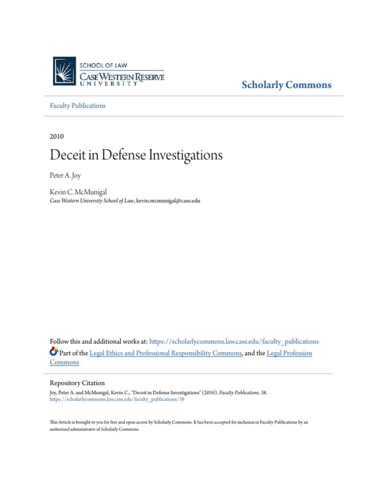 Deceit in Defense Investigations | PDF | Deception | Lawyer