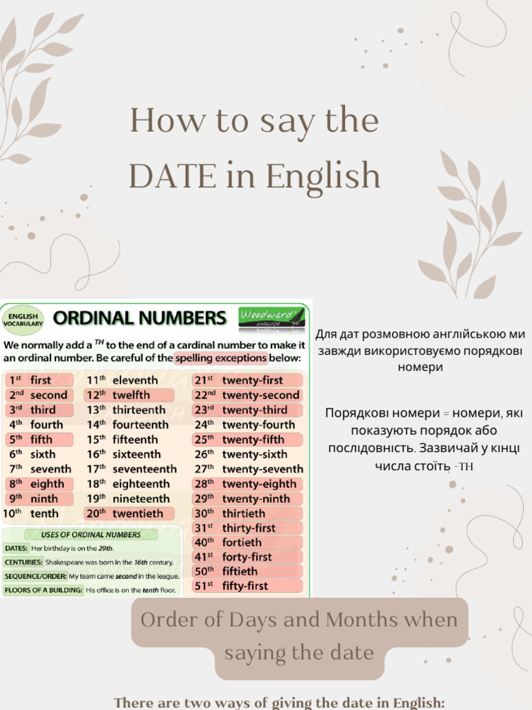 How To Say The DATE in English | PDF