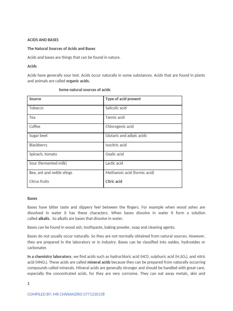 Acids and Bases Notes | PDF | Hydroxide | Sodium Hydroxide