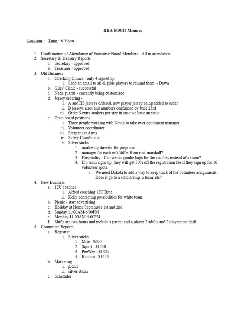 DHA 6/19/24 Minutes | PDF