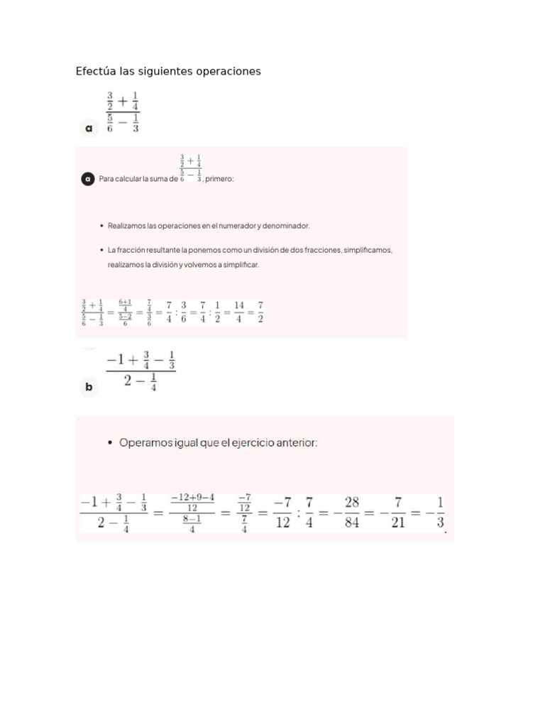 Efectúa las siguientes operaciones | PDF