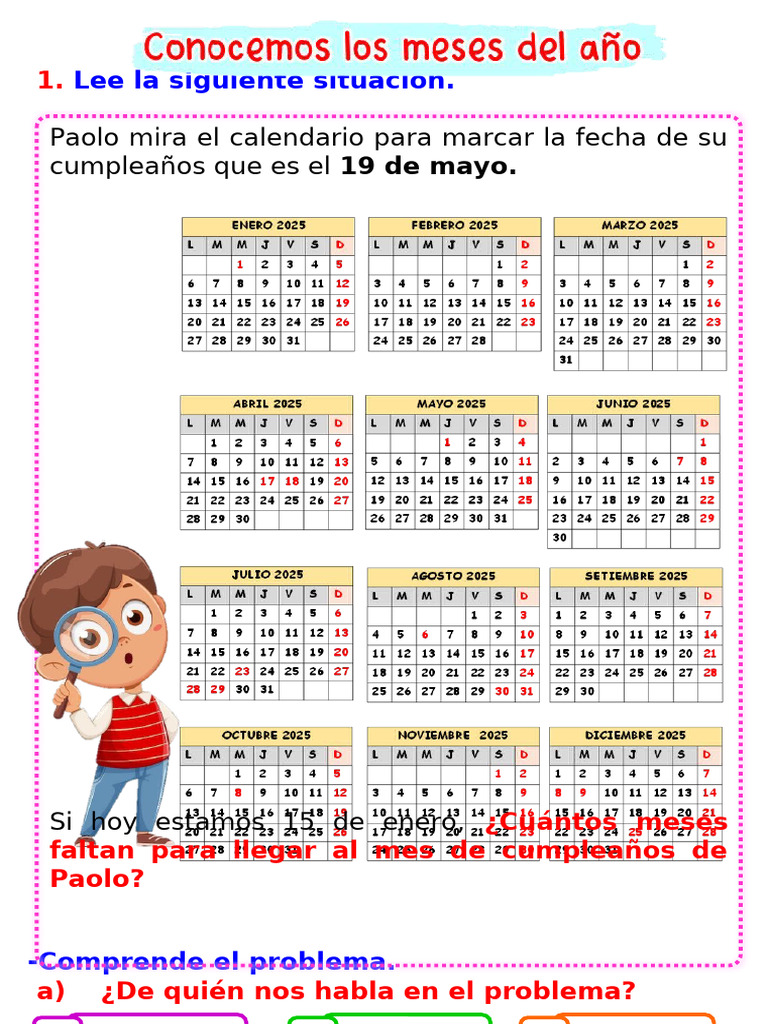 Actividades sobre los meses del año | PDF