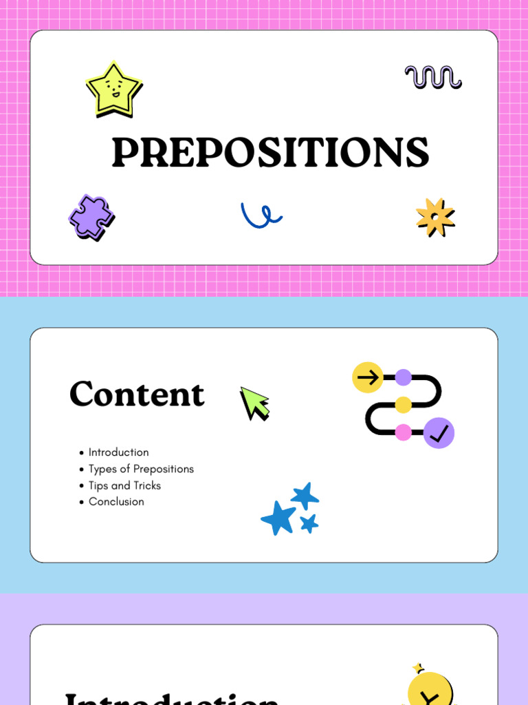 Parts of Speech Prepositions Presentation in Colorful Cute Style | PDF ...
