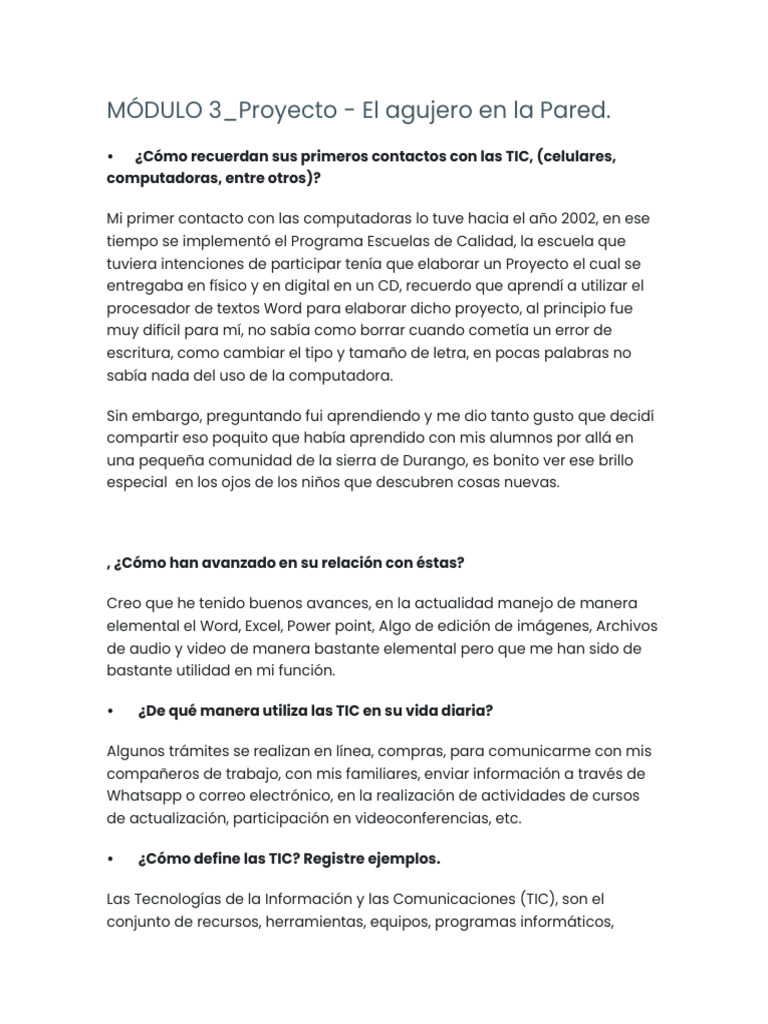 MÓDULO 3 - Proyecto - El Agujero en La Pared | PDF