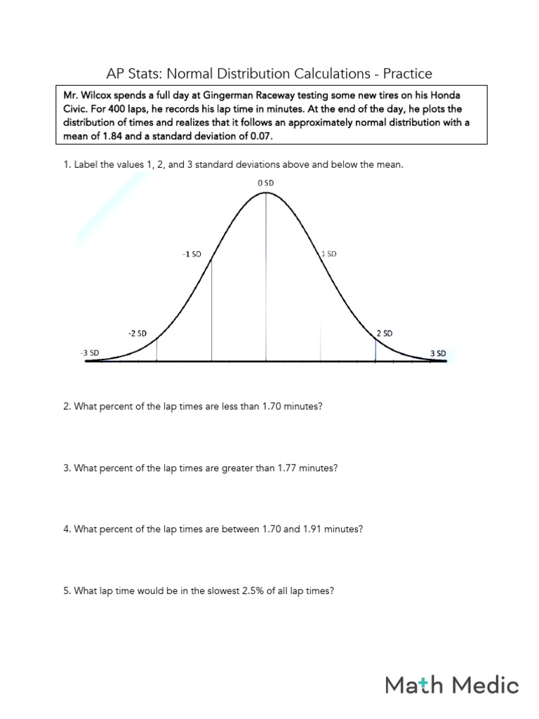 1.11 Normal Distribution Practice | PDF