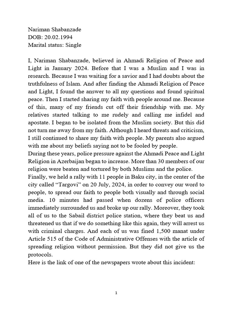 Nariman Shabanzade Case | PDF