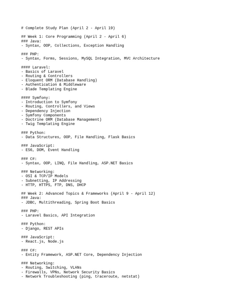 Complete Study Plan | PDF
