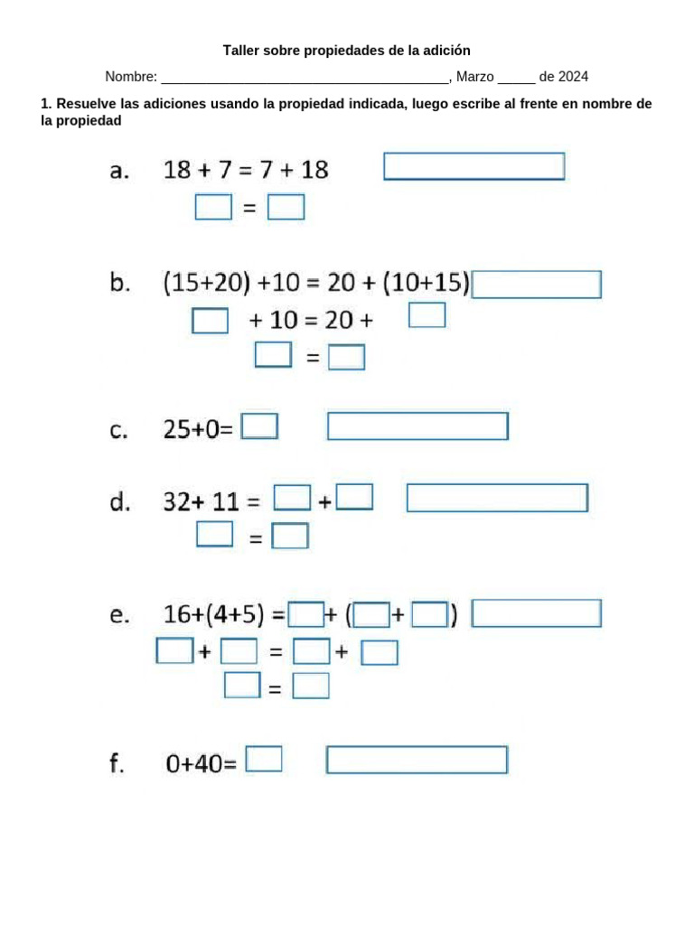 Taller Sobre Propiedades de La Adición | PDF