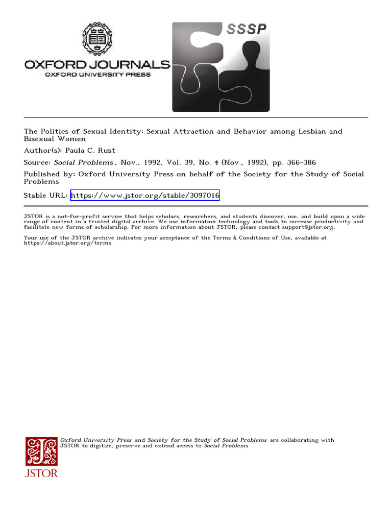 The Politics of Sexual Identity: Sexual Attraction and Behavior Among Lesbian and Bisexual Women ...
