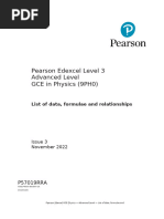 Edexcel A Level Physics Formula Sheet | PDF | Waves | Electronvolt