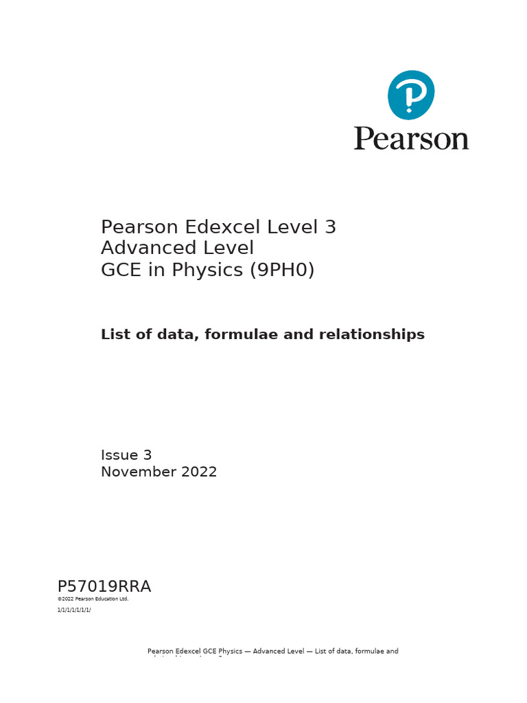 A Level Physics Data Formulae Relationships | PDF | Electronvolt | Waves