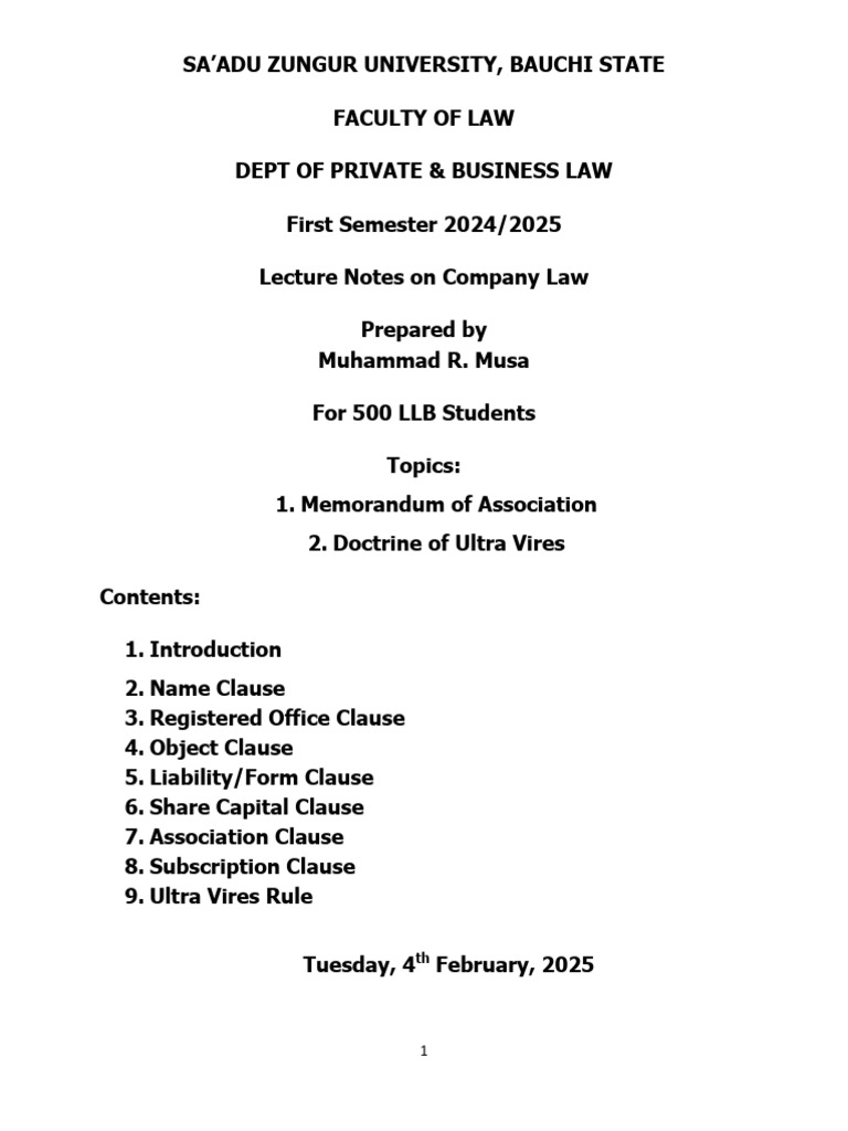 COMP 1 LECT 4 MEMO OF ASSOCIATION | PDF | Companies | Clause